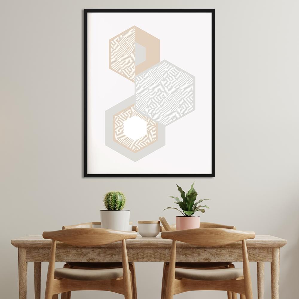 Minimalist Wall Art | Hexagons Abstraction Canvas | Add2Home