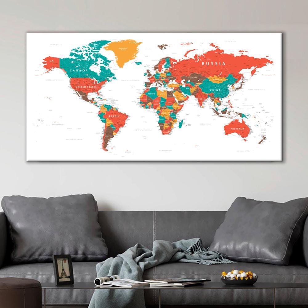 World Map Wall Art | Political Map Canvas Print | Add2Home